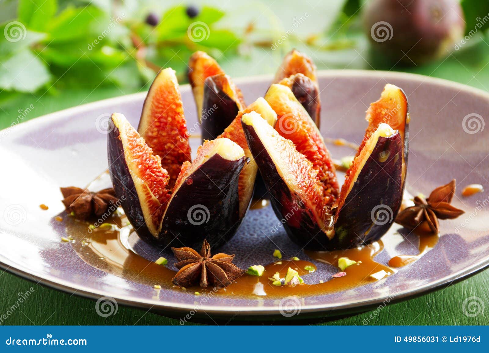 Baked figs with caramel stock image. Image of creamy - 49856031