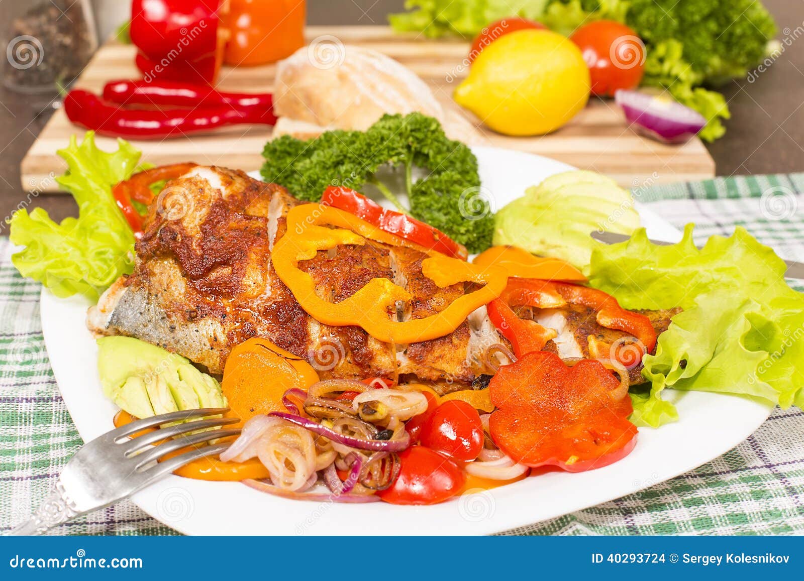 Baked fish brotola stock photo. Image of sauce, dish - 40293724