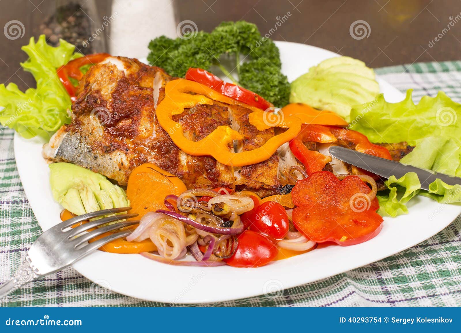 Baked fish brotola stock photo. Image of pepper, plug - 40293754