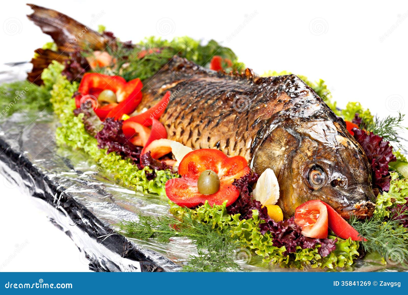 Baked fish stock image. Image of celebrate, cooked, gourmet - 35841269