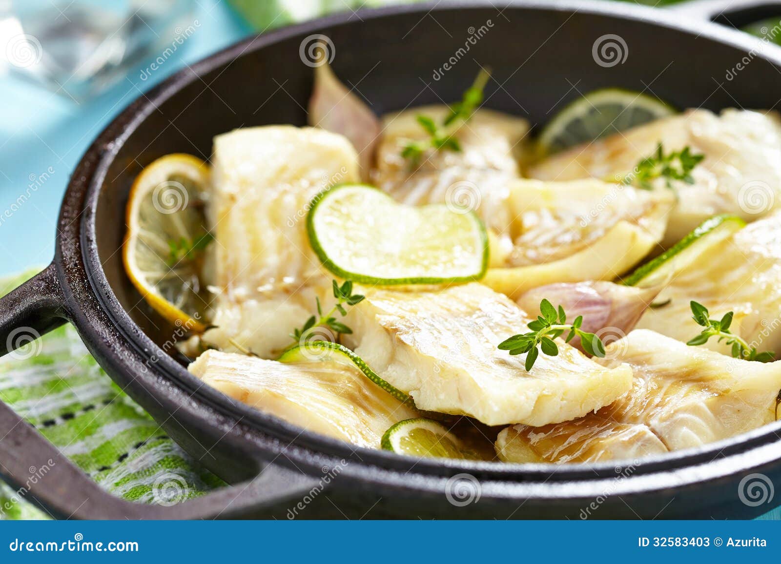 Baked Fish Fillet with Lime and Garlic Stock Image - Image of omega ...