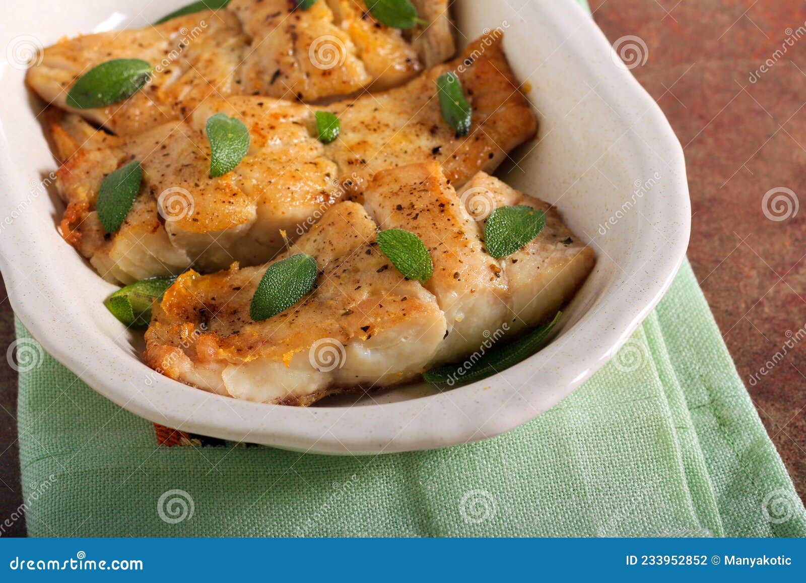 Baked Fish - Pollock Fillet Stock Photo - Image of roast, herbs: 233952852