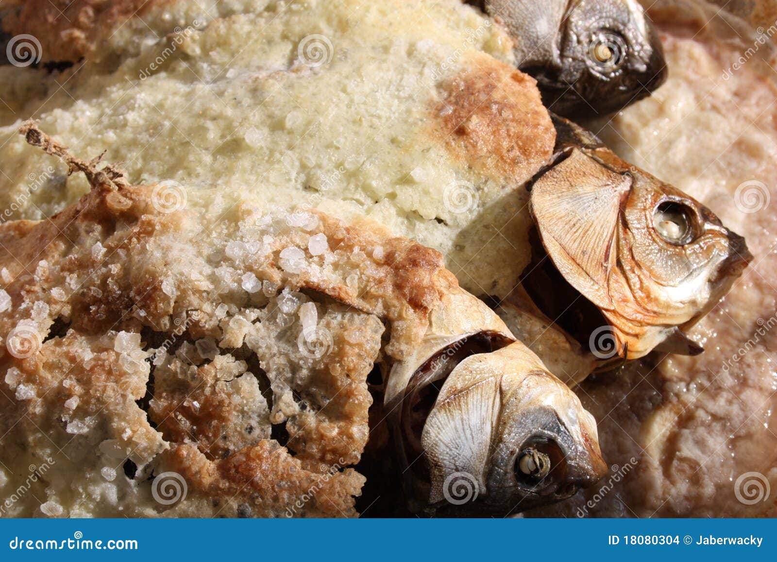 Baked fish in salt crust stock photo. Image of fish, herbs - 18080304