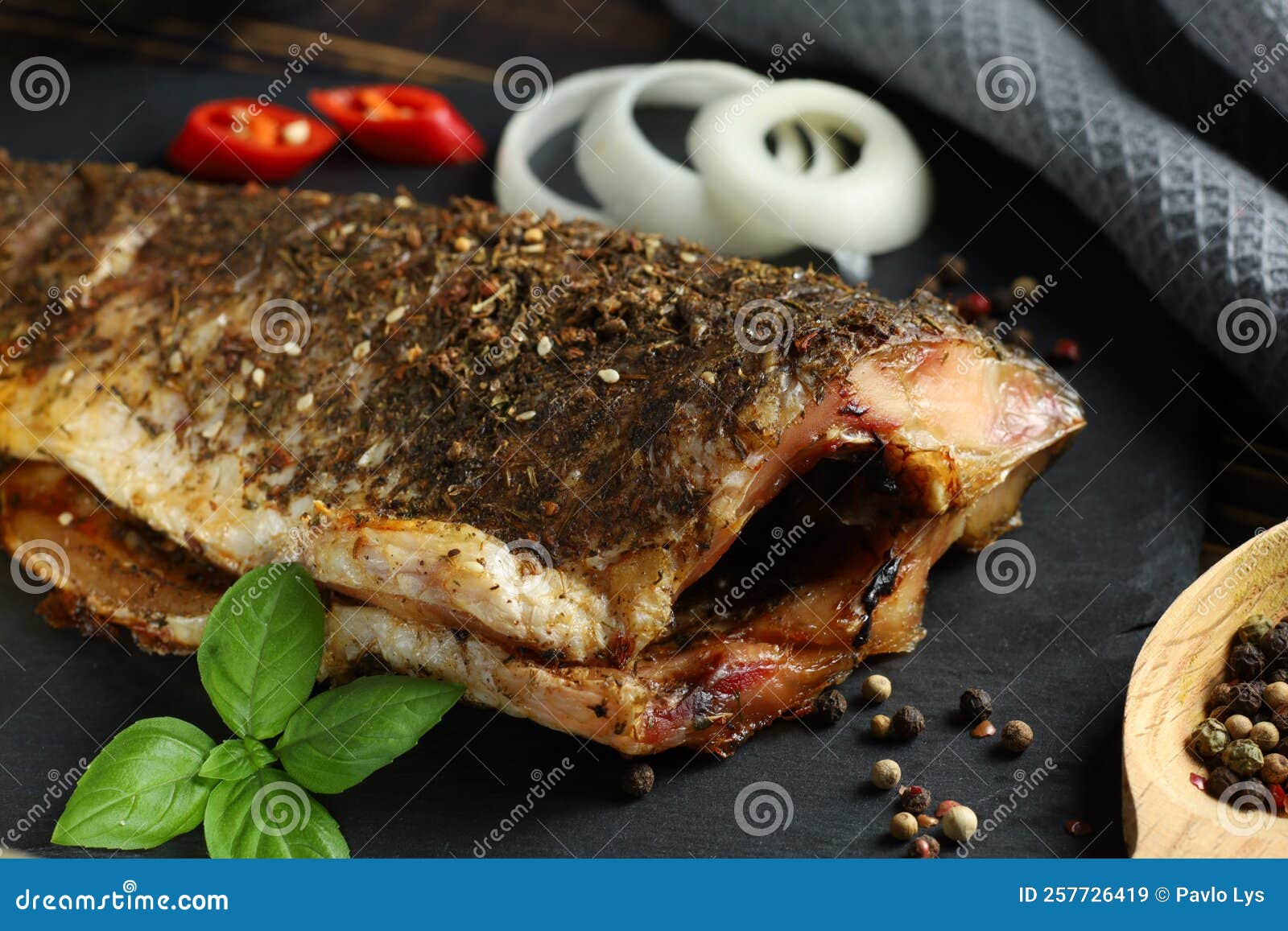 Baked Fish on the Table. Baked Carp Stock Image - Image of dinner, fish ...
