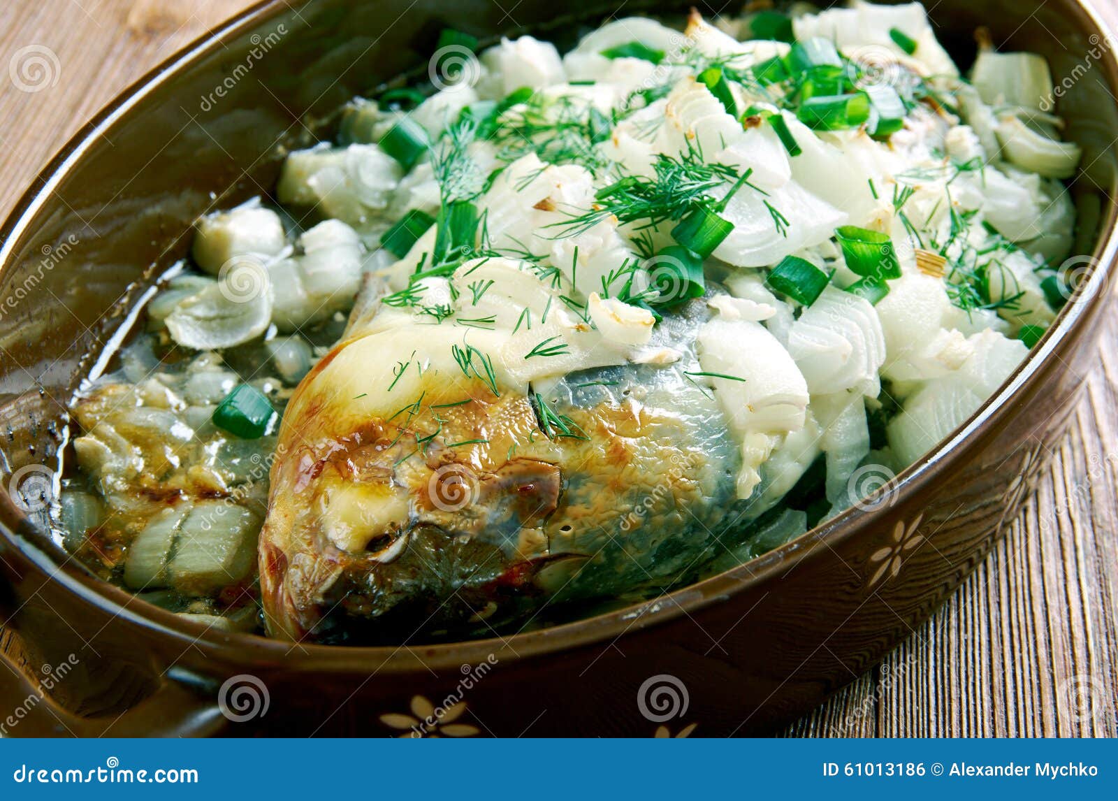 Baked fish in Tatar stock photo. Image of sour, baked - 61013186