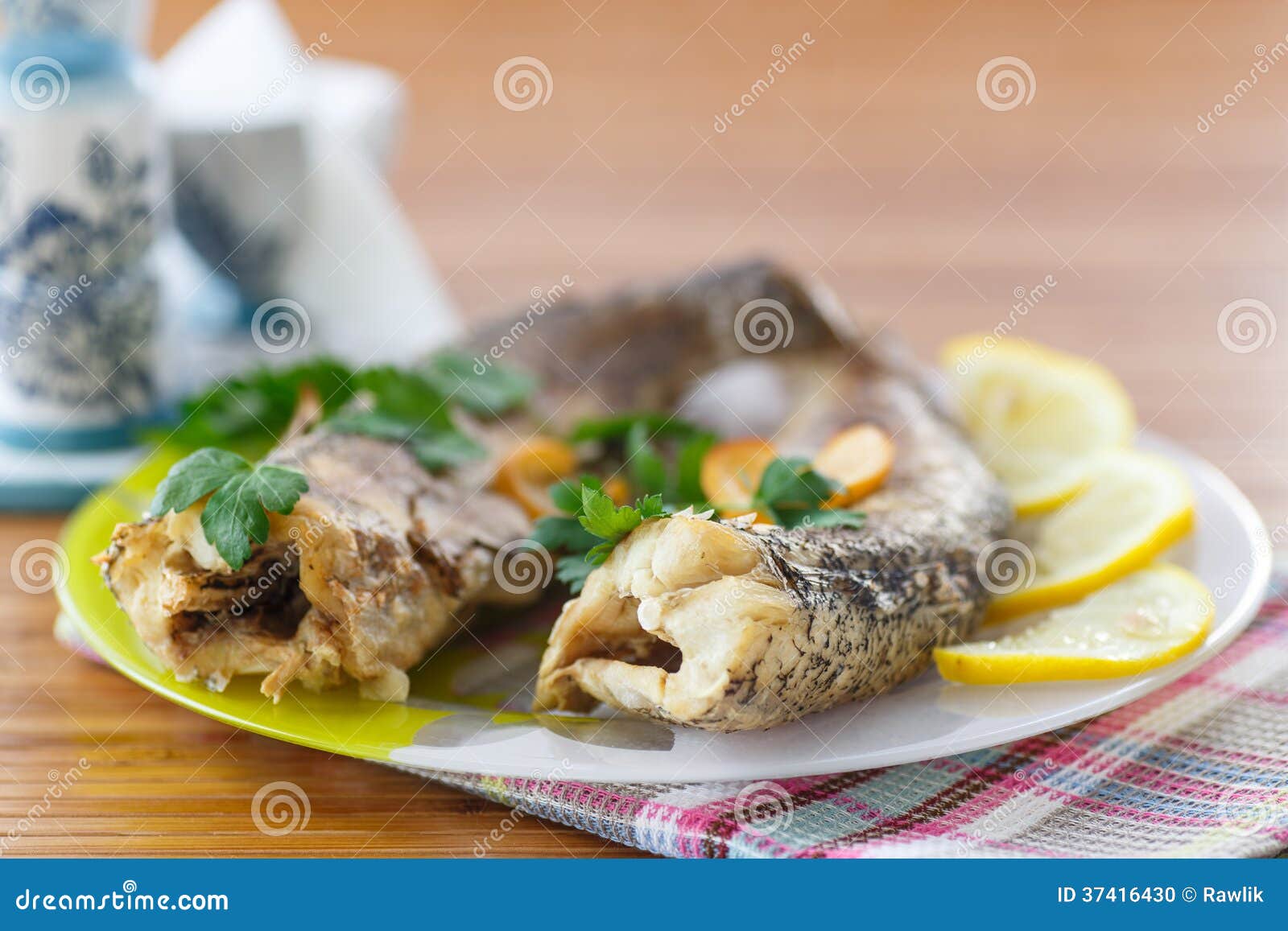 Baked fish stock photo. Image of gold, cooked, dish, meal - 37416430