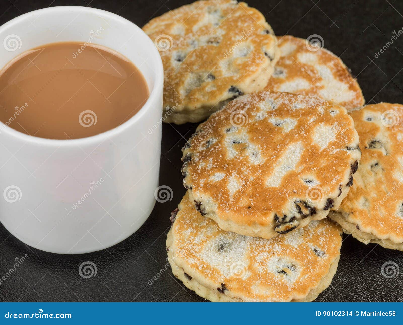 Baked Fruit Welsh Cakes with a Mug of Tea or Coffee Stock Photo - Image ...