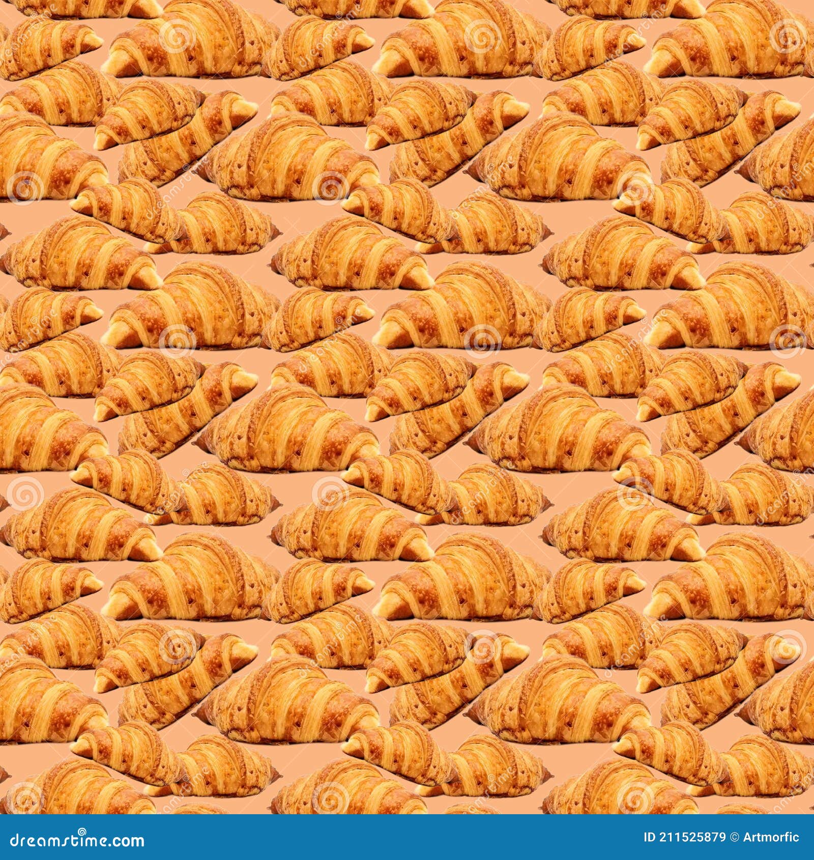 Baked Golden Brown Croissant Seamless Pattern Background Stock ...