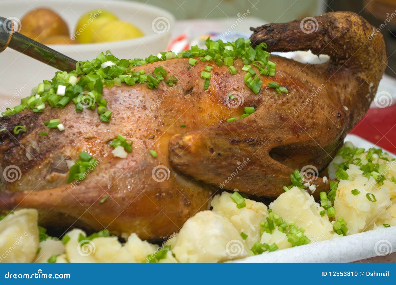 Baked Goose Stuffed with Apples Stock Photo - Image of boiled, food ...