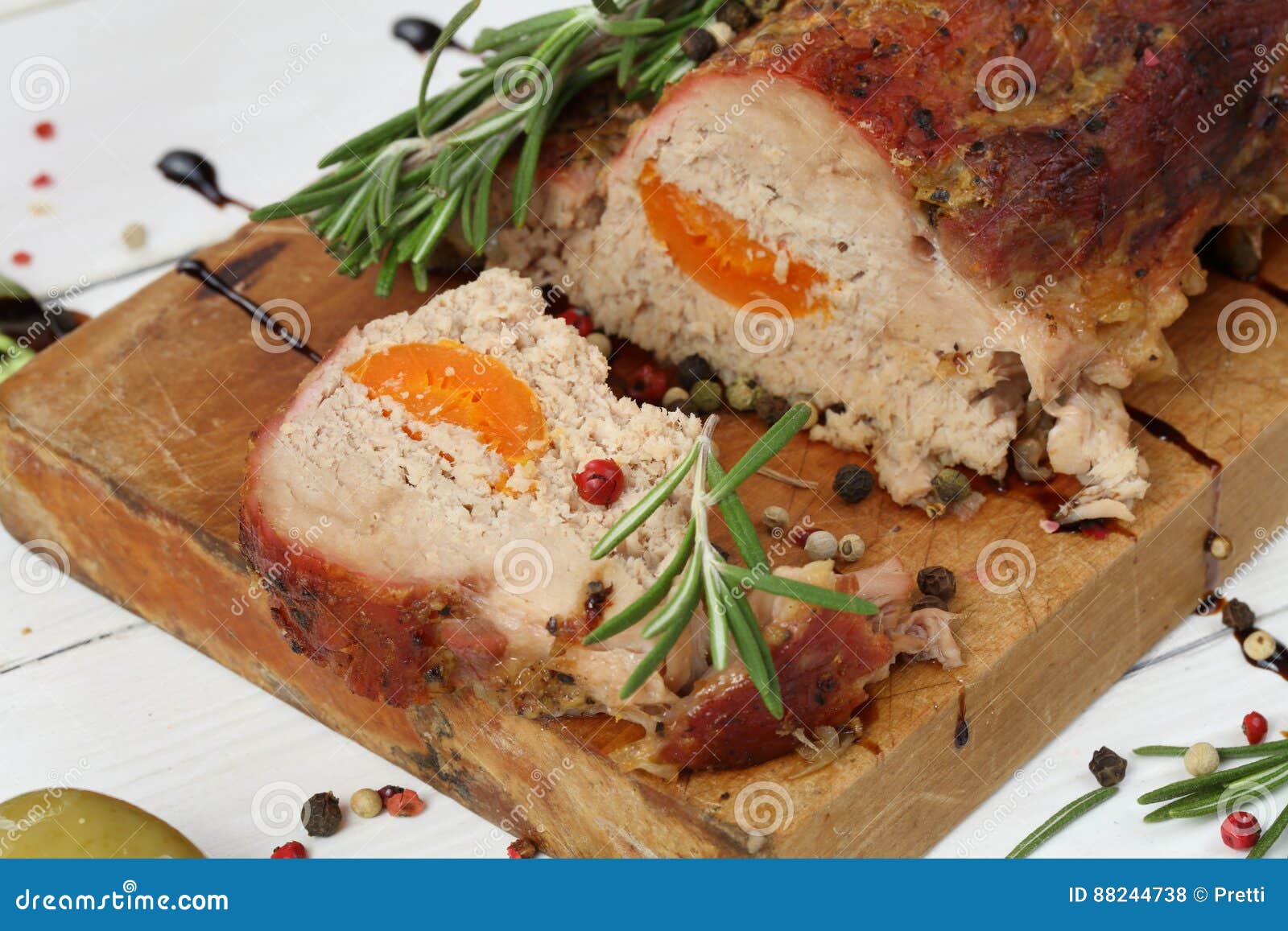 Baked Ham with Spices on Wooden Background Stock Photo - Image of ...