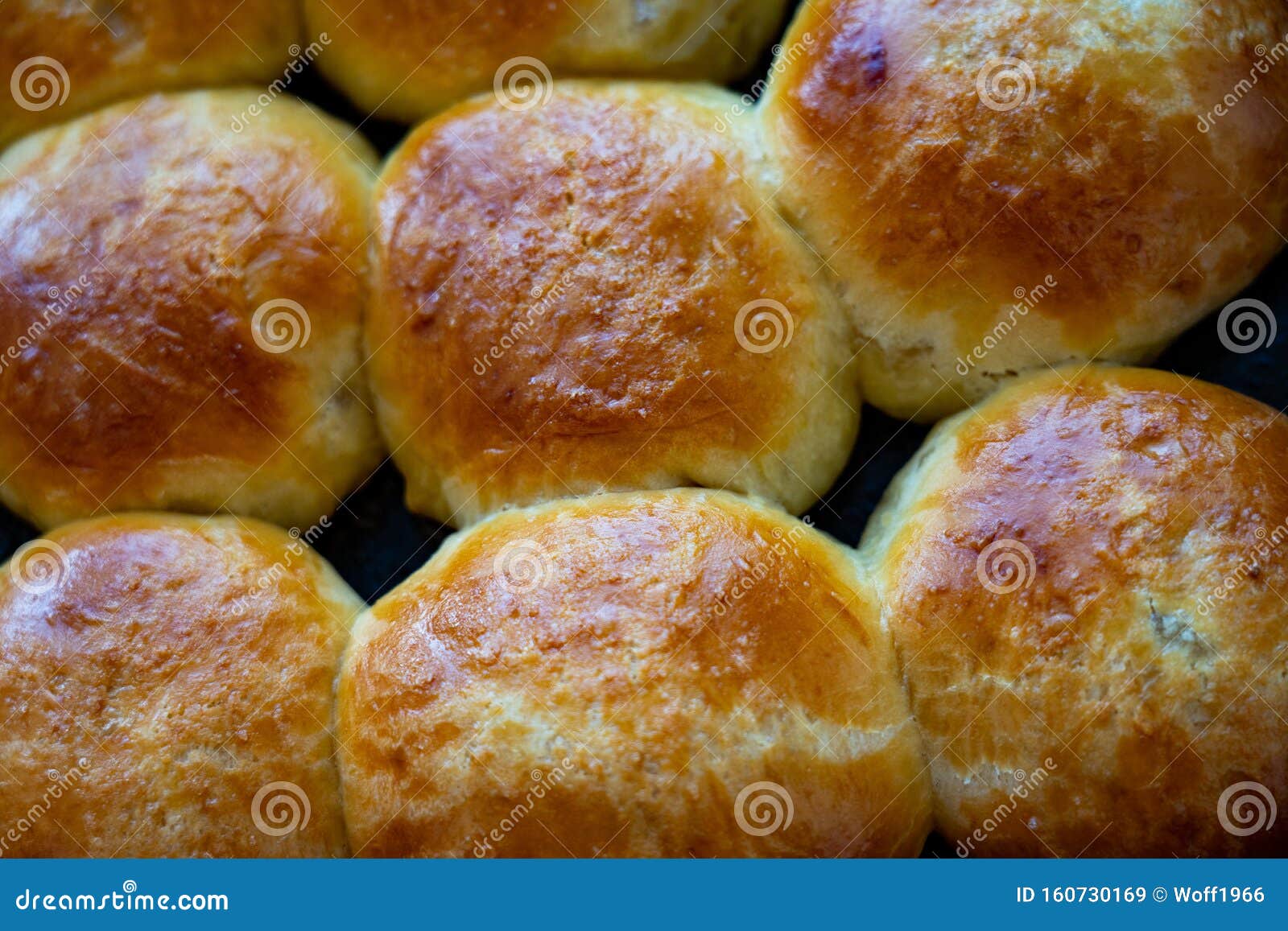 Baked Hot Buns. Sweet Buns on a Baking Sheet Stock Image - Image of ...