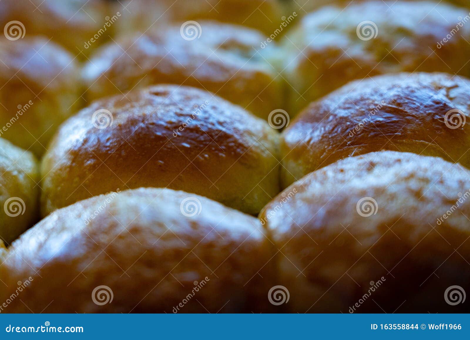 Baked Hot Buns. Sweet Buns on a Baking Sheet Stock Photo - Image of ...