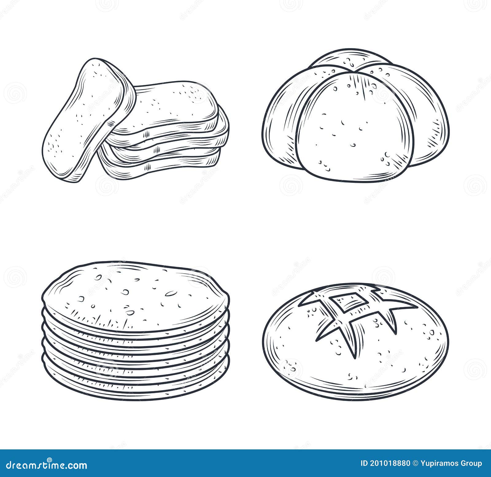 Baked Icon Set, Different Breads Isolated on White Stock Vector ...