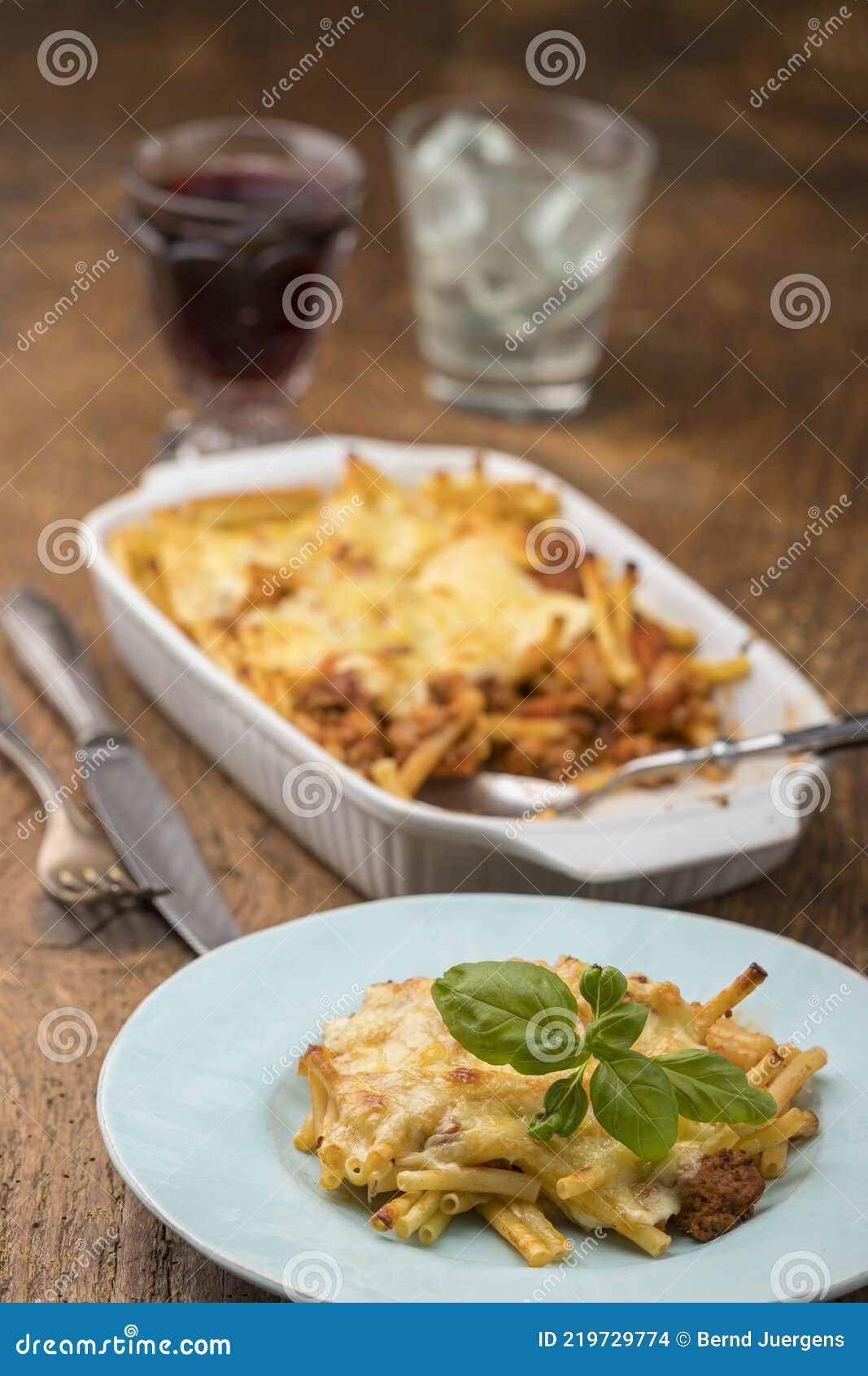 Baked Italian Maceroni Pasta Stock Photo - Image of cooking, glass ...