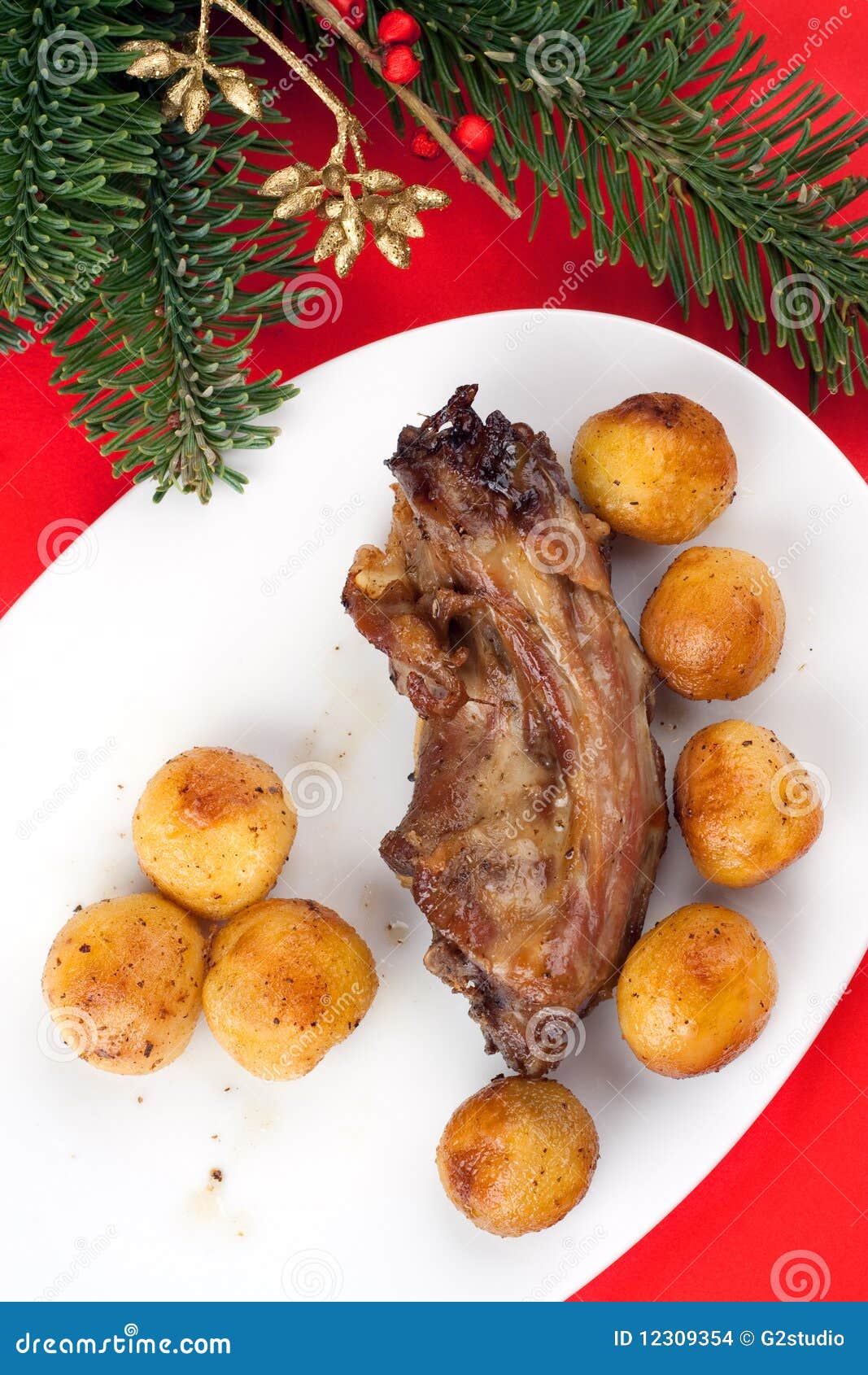 Baked Kid With New Potatoes Stock Photo - Image of rosemary, baked ...