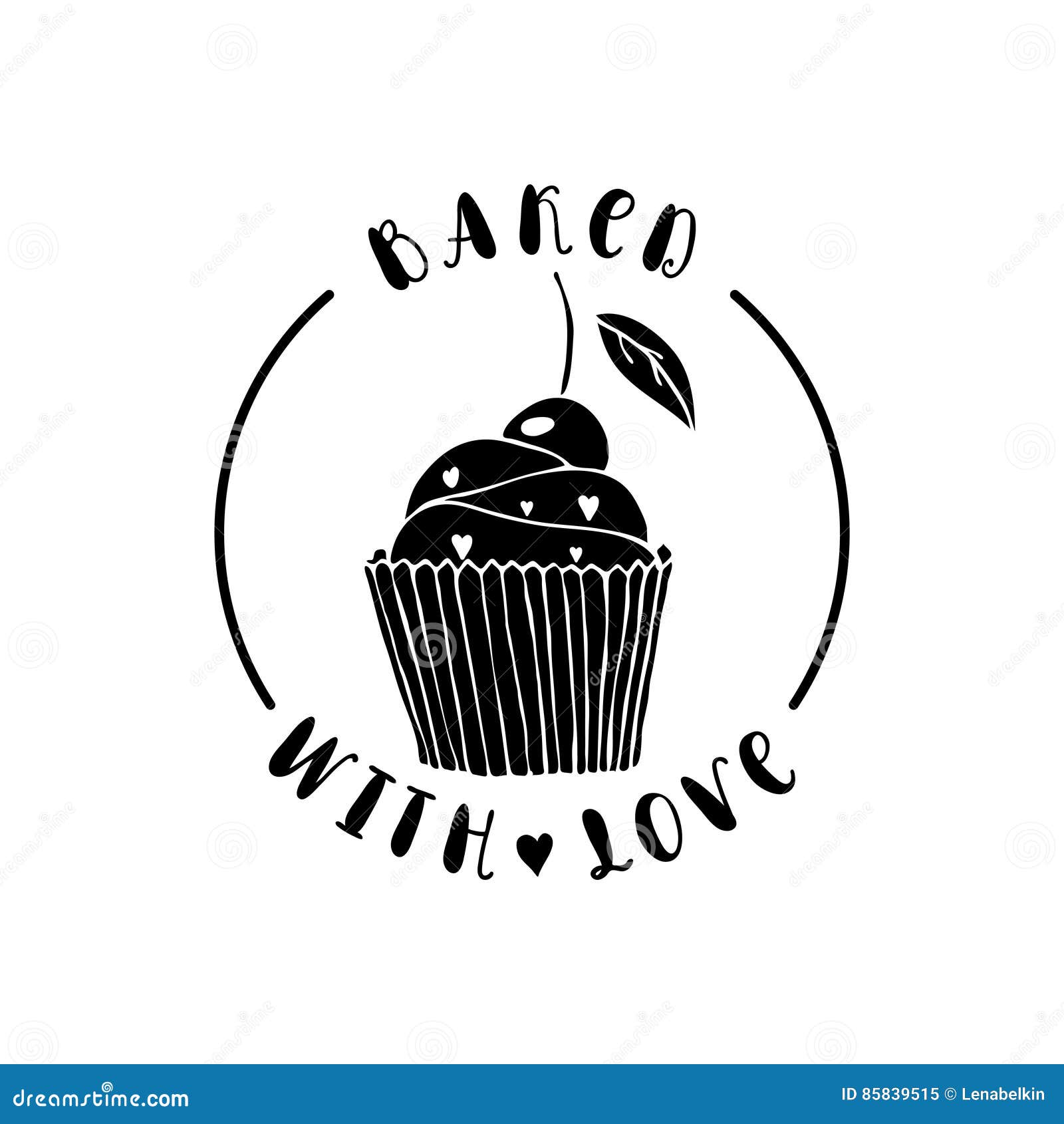 Baked with love stock vector. Illustration of logo, poster - 85839515