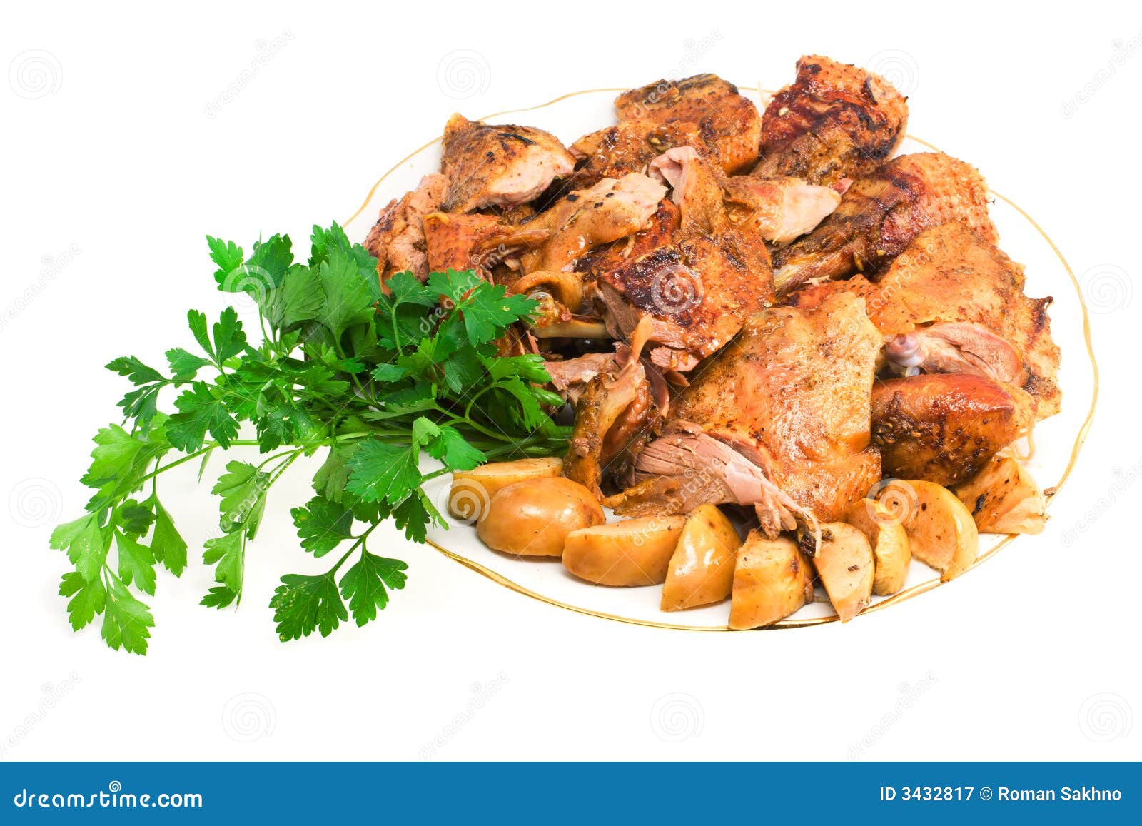 Baked meat of goose stock image. Image of organic, chicken - 3432817