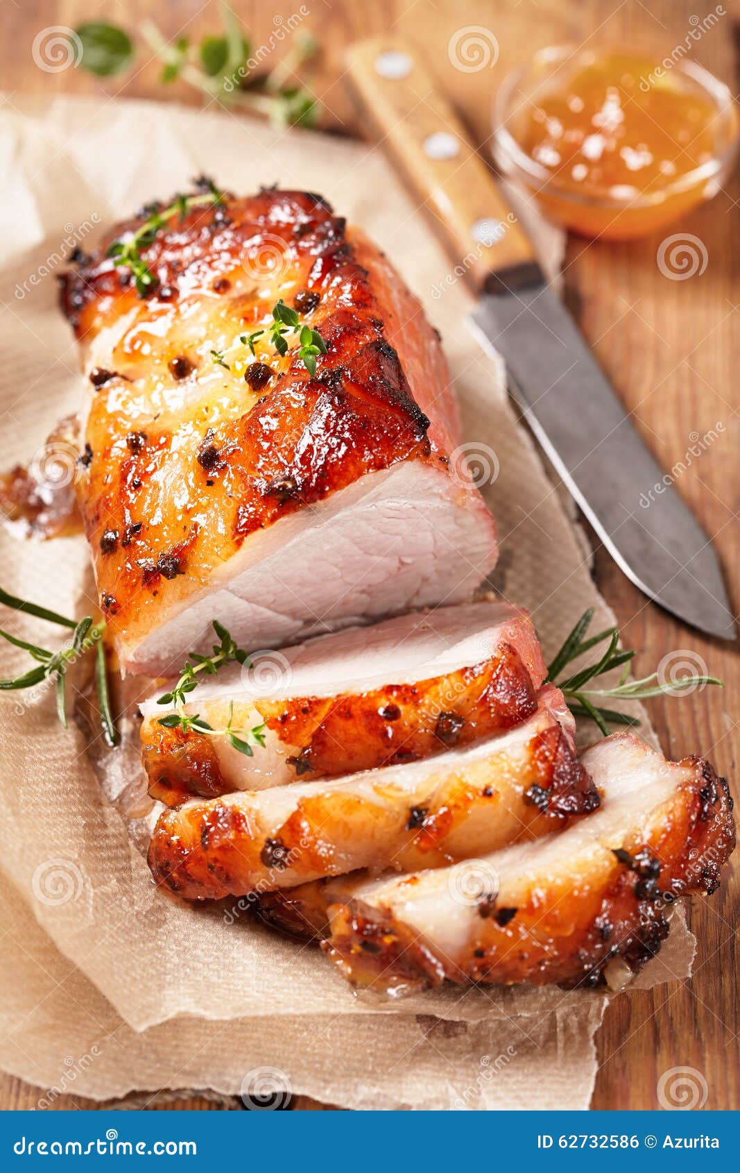 Baked Meat with Orange Fruit Jam Stock Photo - Image of rosemary, roast ...