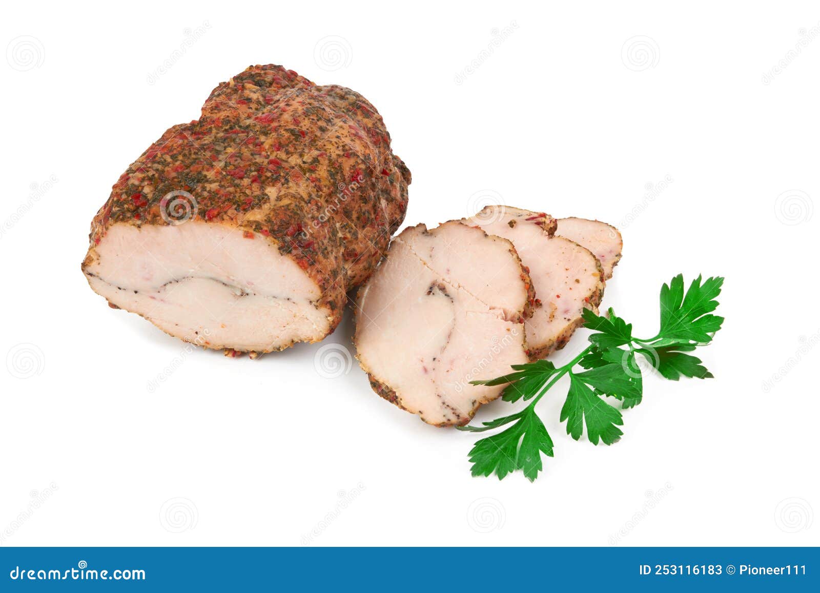 Baked meat on white stock image. Image of barbecue, cooking - 253116183