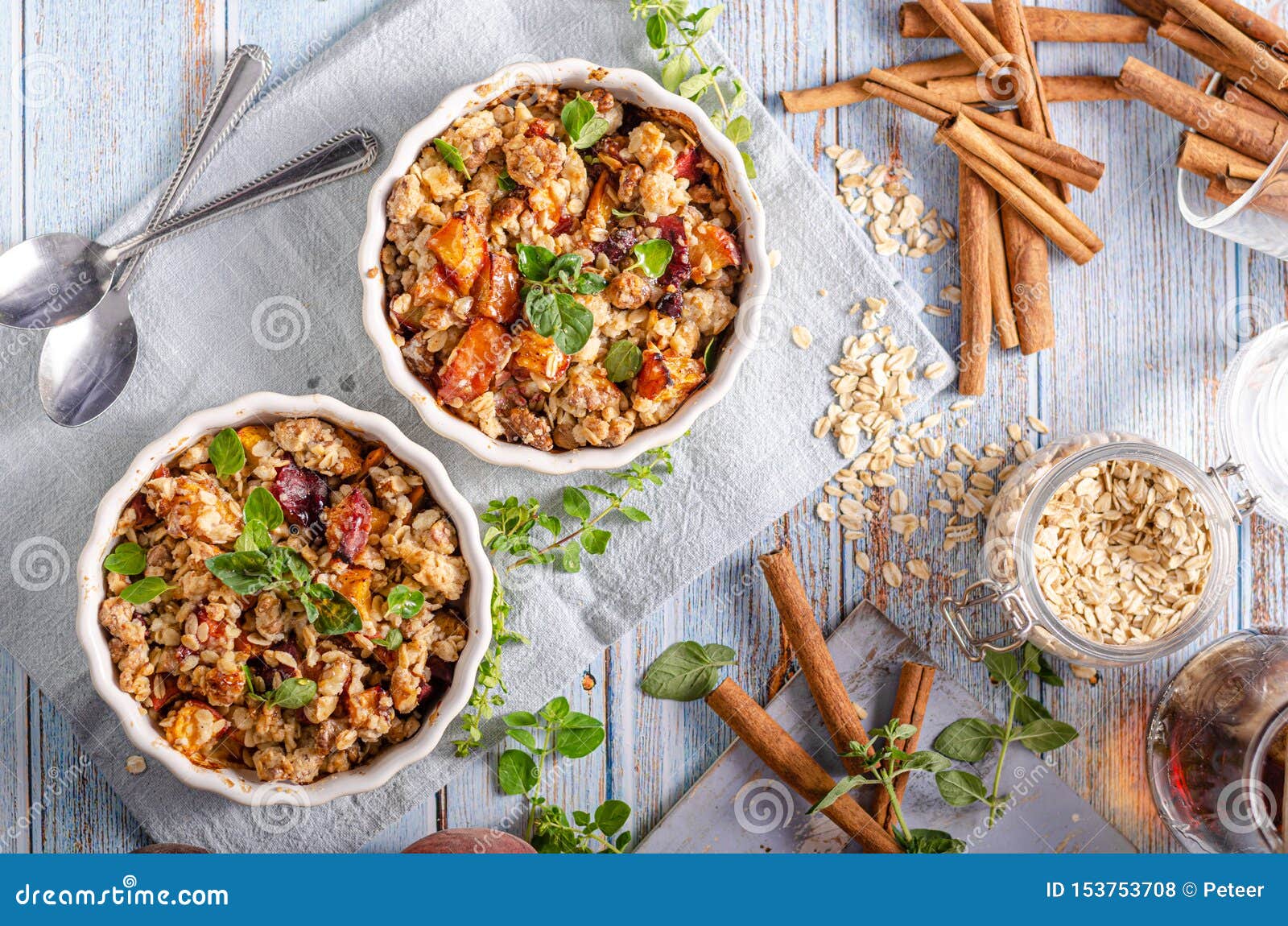 Baked Oatmeal with Fruit and Maple Syrup Stock Photo - Image of health ...