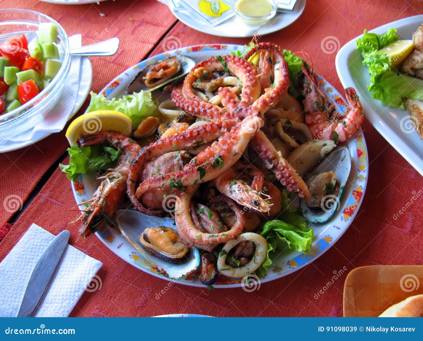 Baked octopus stock image. Image of restaurant, octopus - 91098039