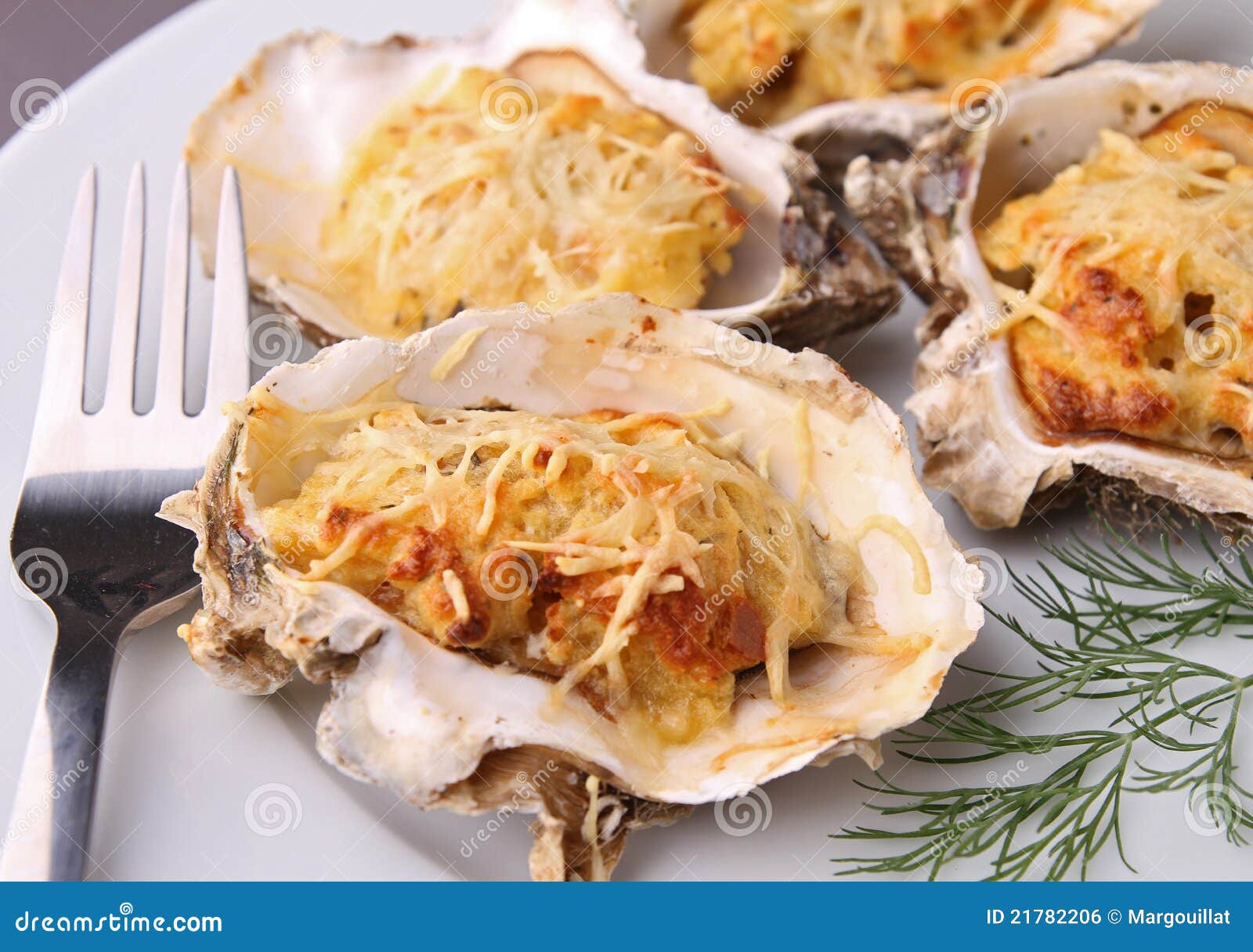 Baked oyster stock photo. Image of cooked, fork, stuffed - 21782206