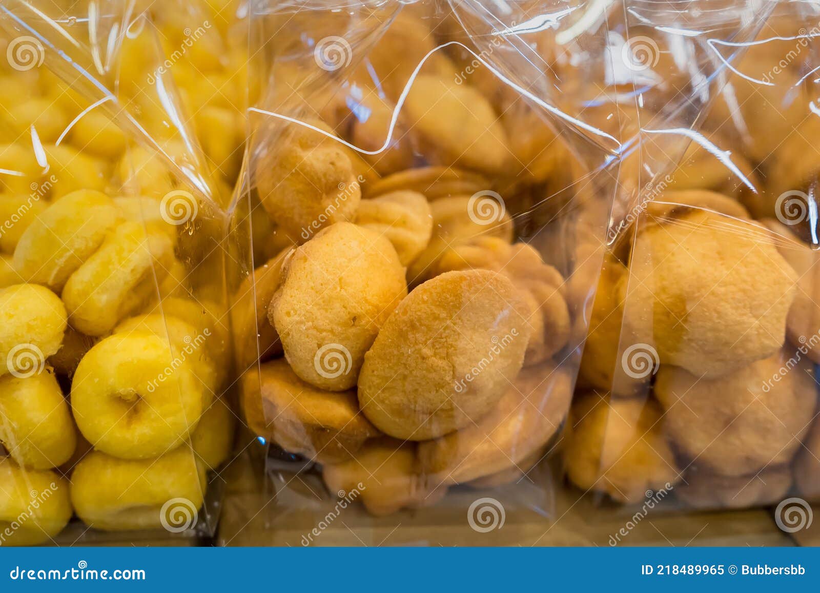 Baked Pastries in Plastic Bags, Pack Sold in Bakery Shops Stock Image ...