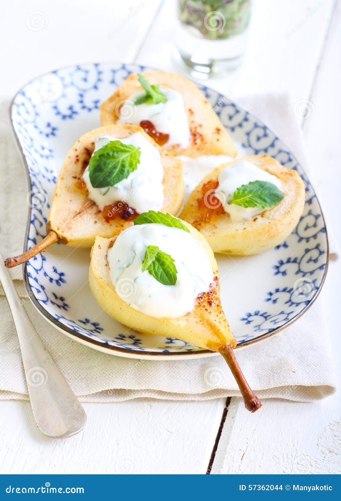 Baked pears stock photo. Image of minted, sweet, brunch - 57362044