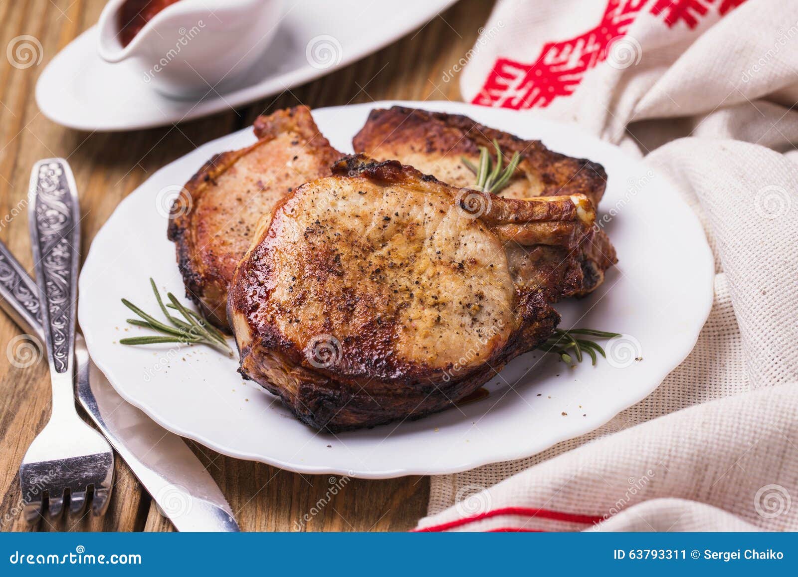 Baked pieces of pork stock image. Image of grilled, pieces - 63793311