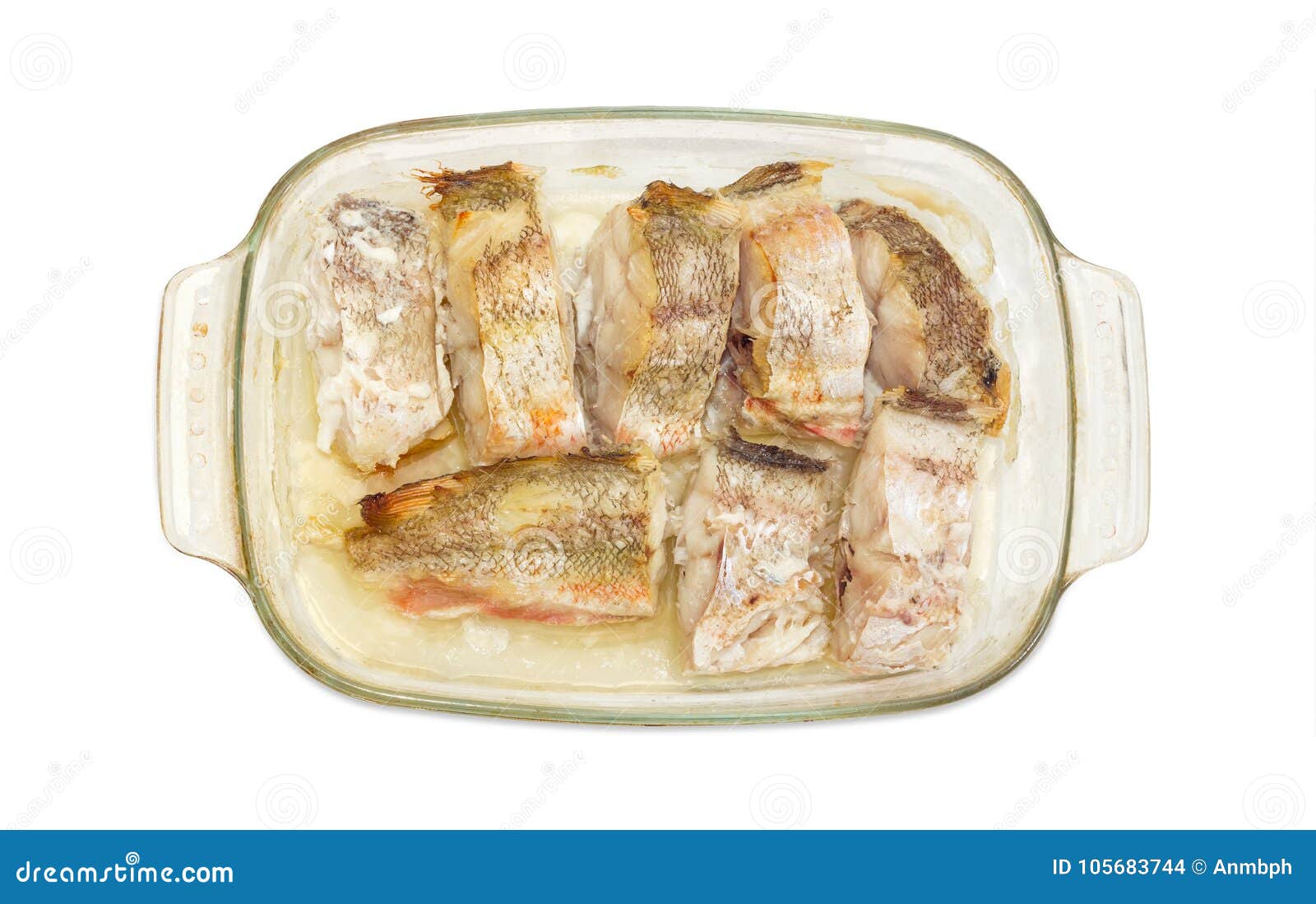 Baked Pieces of the Red Cod in Glass Casserole Pan Stock Photo - Image ...