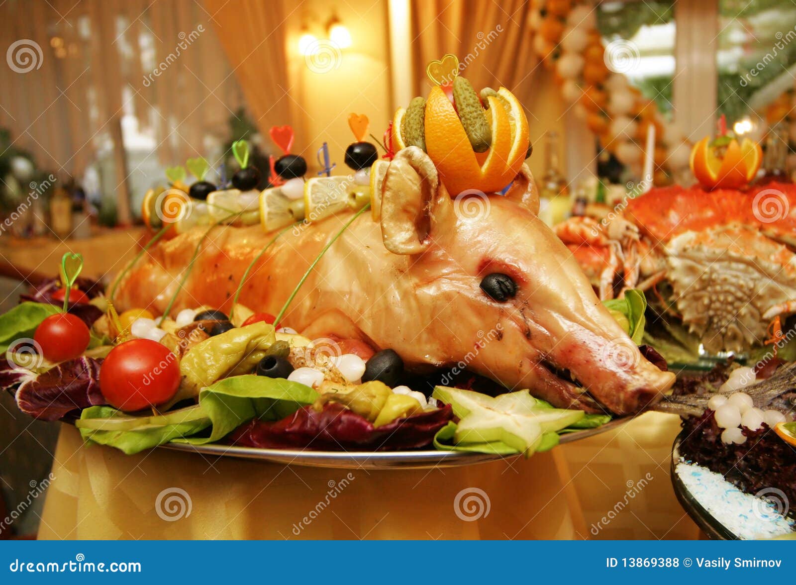 Baked pig stock photo. Image of food, pork, steak, gourmet - 13869388