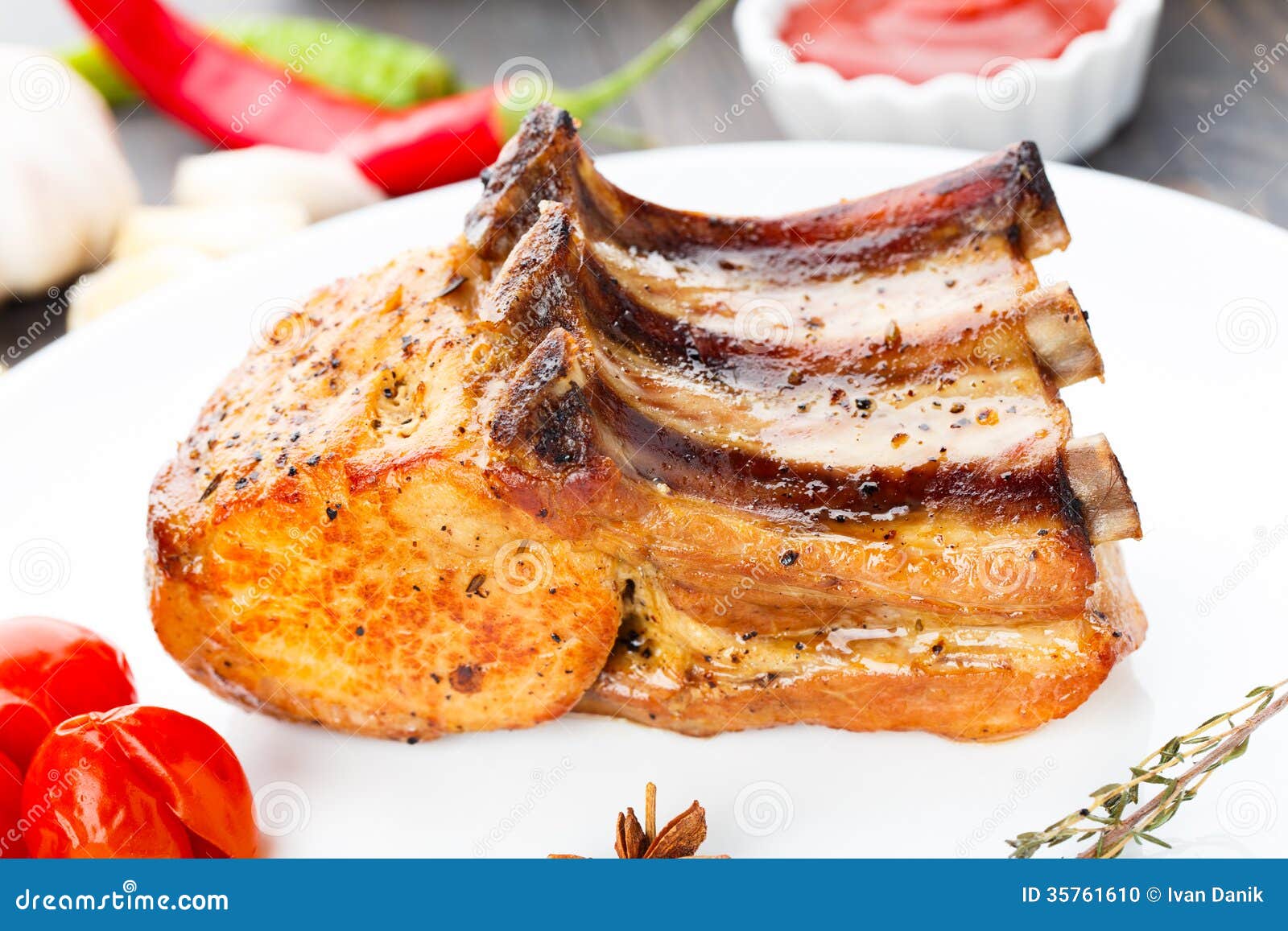 Baked pork rib chop stock photo. Image of anise, barbecue - 35761610