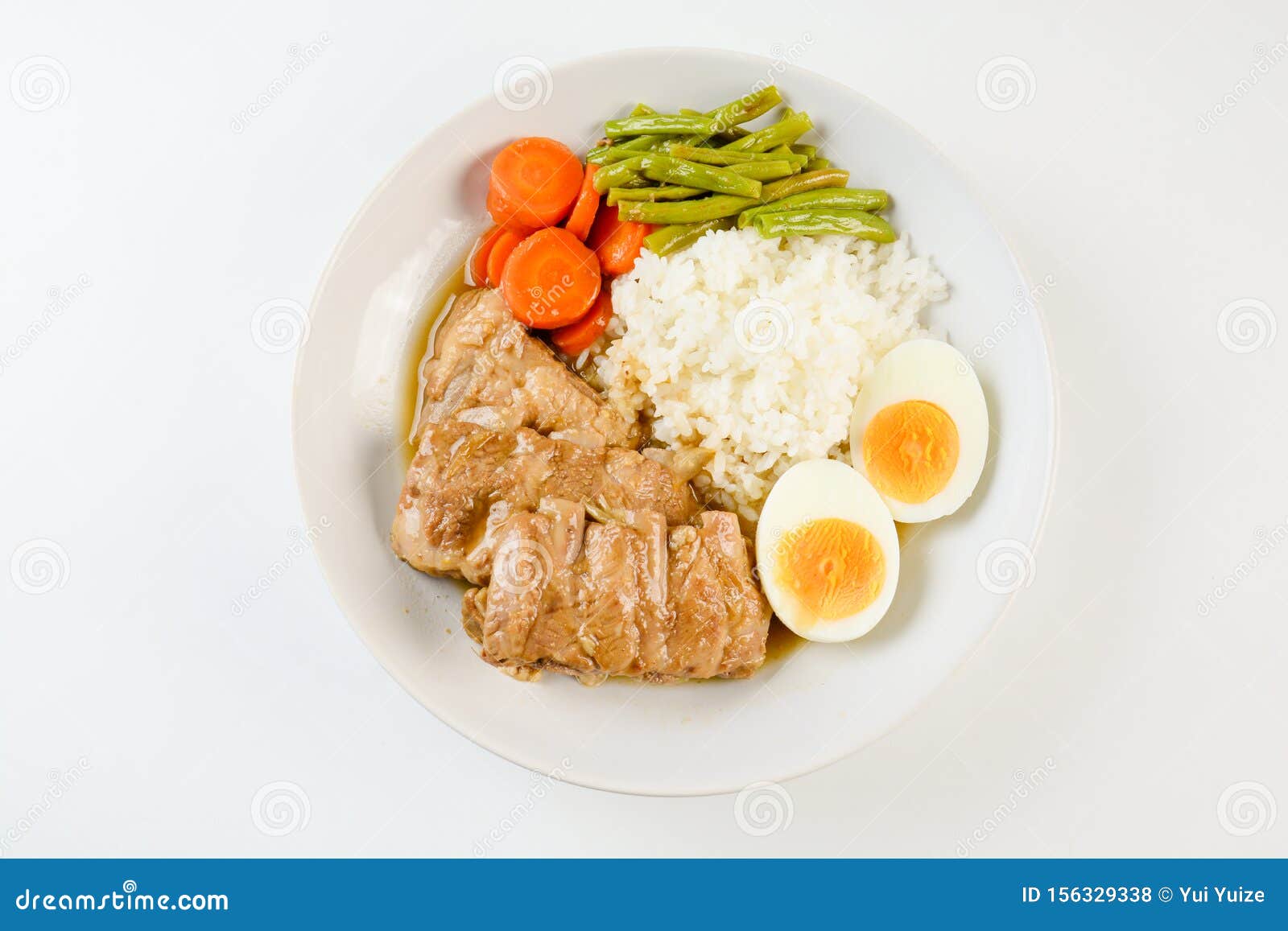 Baked pork ribs with rice stock photo. Image of fried - 156329338