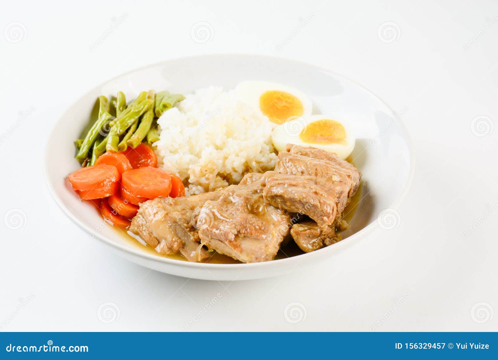 Baked pork ribs with rice stock image. Image of baked - 156329457