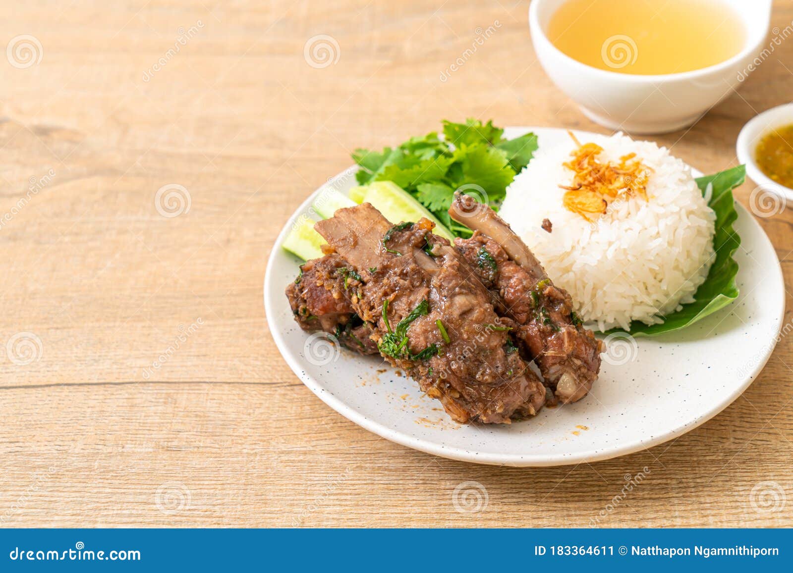 Baked Pork Ribs with Sauce stock image. Image of roast - 183364611