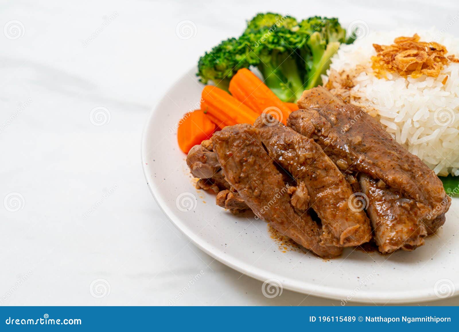 Baked Pork Ribs with Sauce stock image. Image of juicy - 196115489
