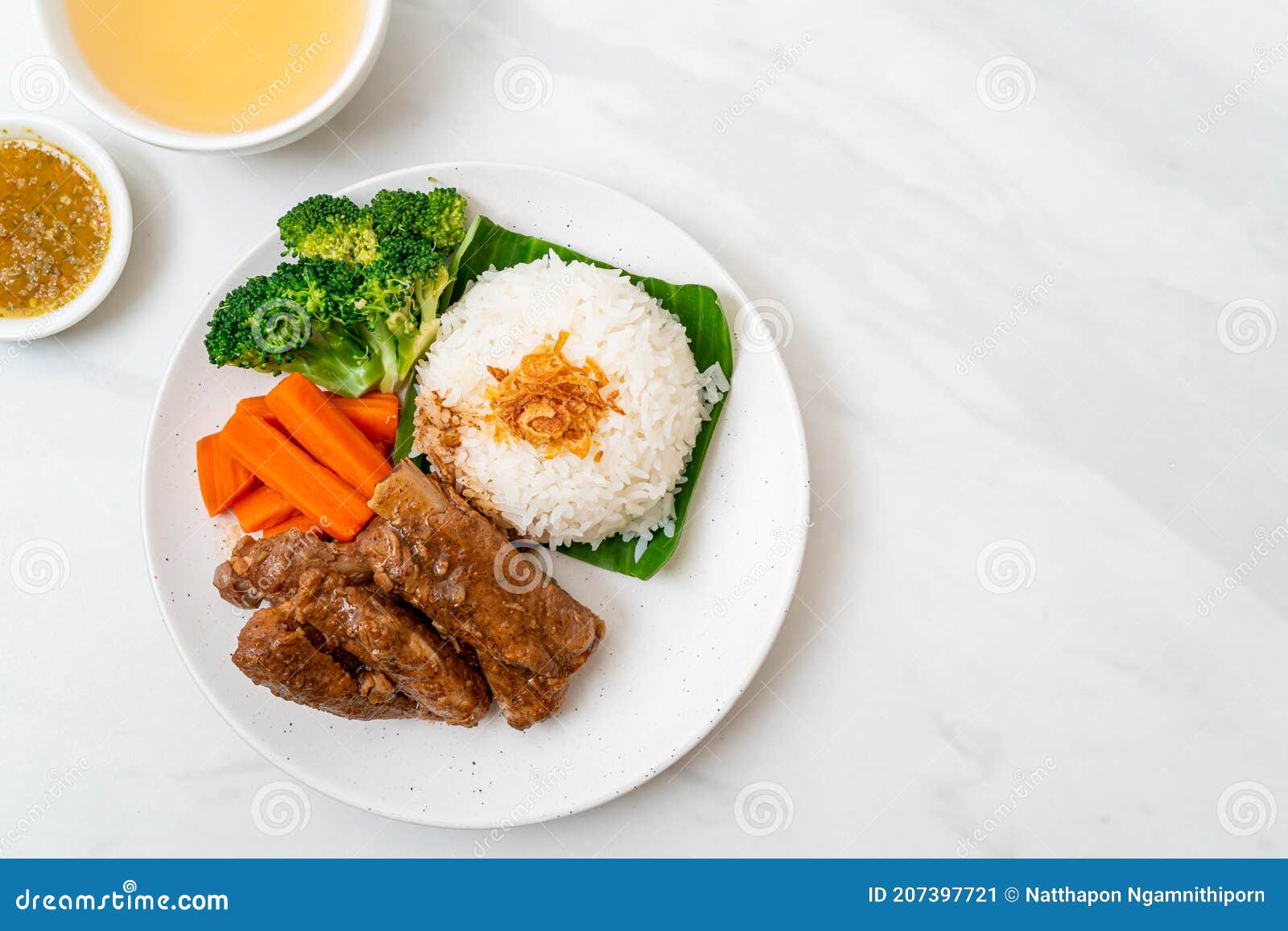 Baked Pork Ribs with Sauce stock image. Image of brown - 207397721