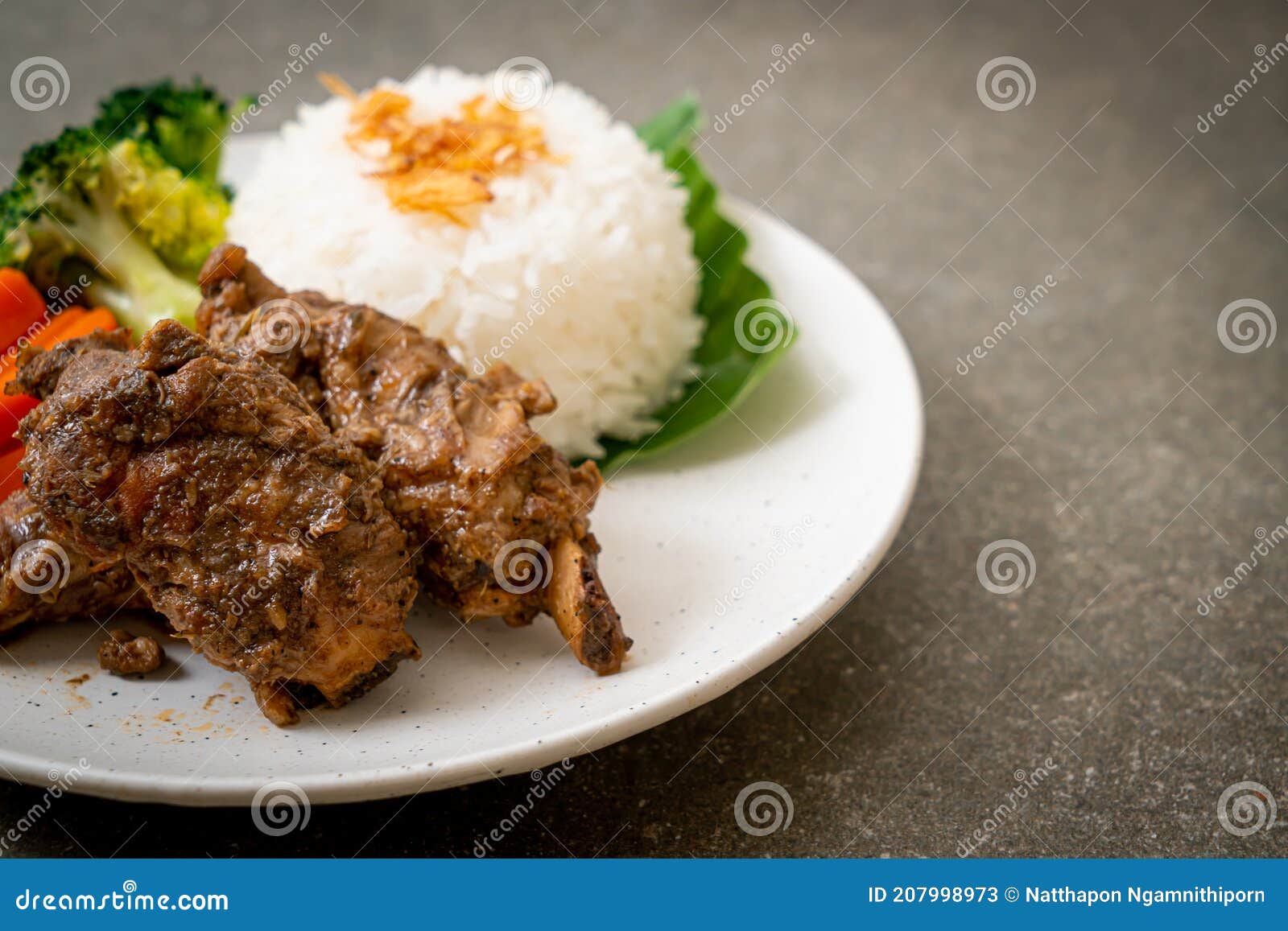 Baked Pork Ribs with Sauce stock image. Image of grill - 207998973