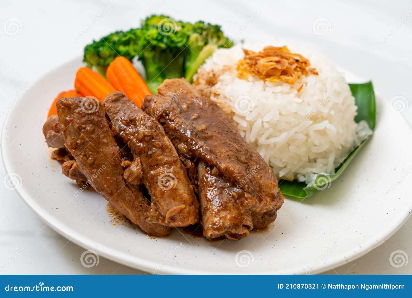 Baked Pork Ribs with Sauce stock image. Image of meat - 210870321