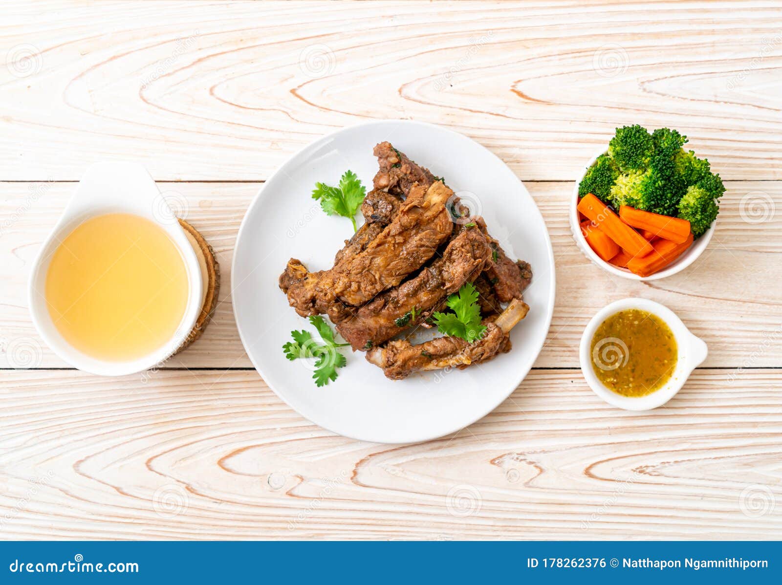 Baked Pork Ribs with Sauce stock photo. Image of barbecue - 178262376