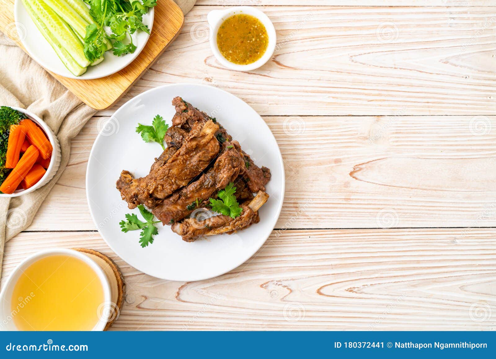 Baked Pork Ribs with Sauce stock image. Image of marinated - 180372441