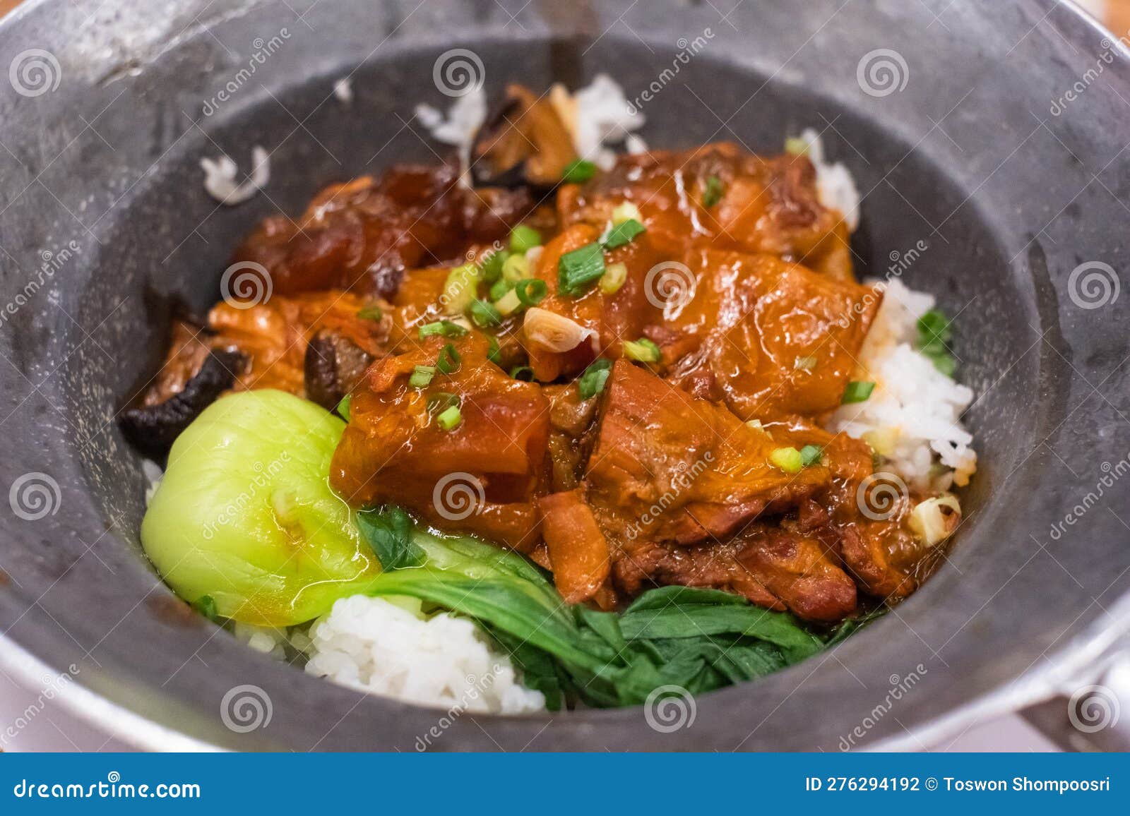 Baked Pork Rice in Clay Pot Stock Photo - Image of delicious, meat ...