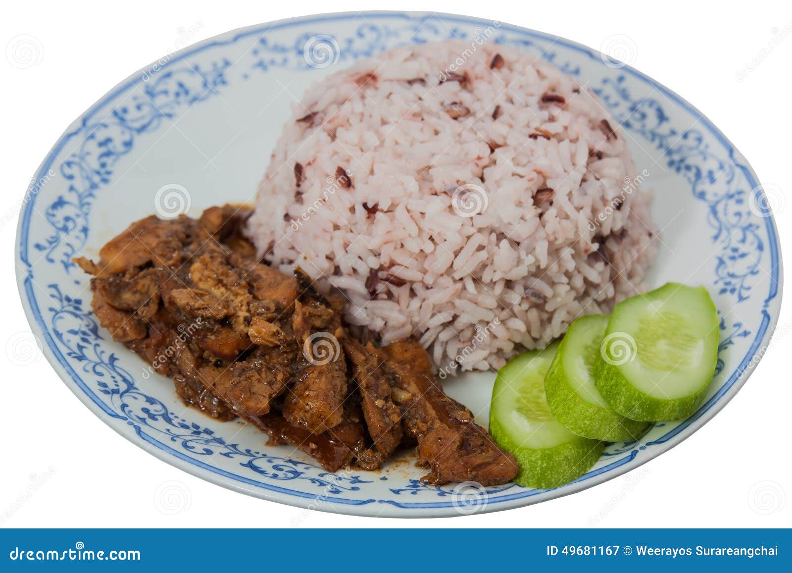 Baked pork rice. stock image. Image of dish, pork, thailand - 49681167