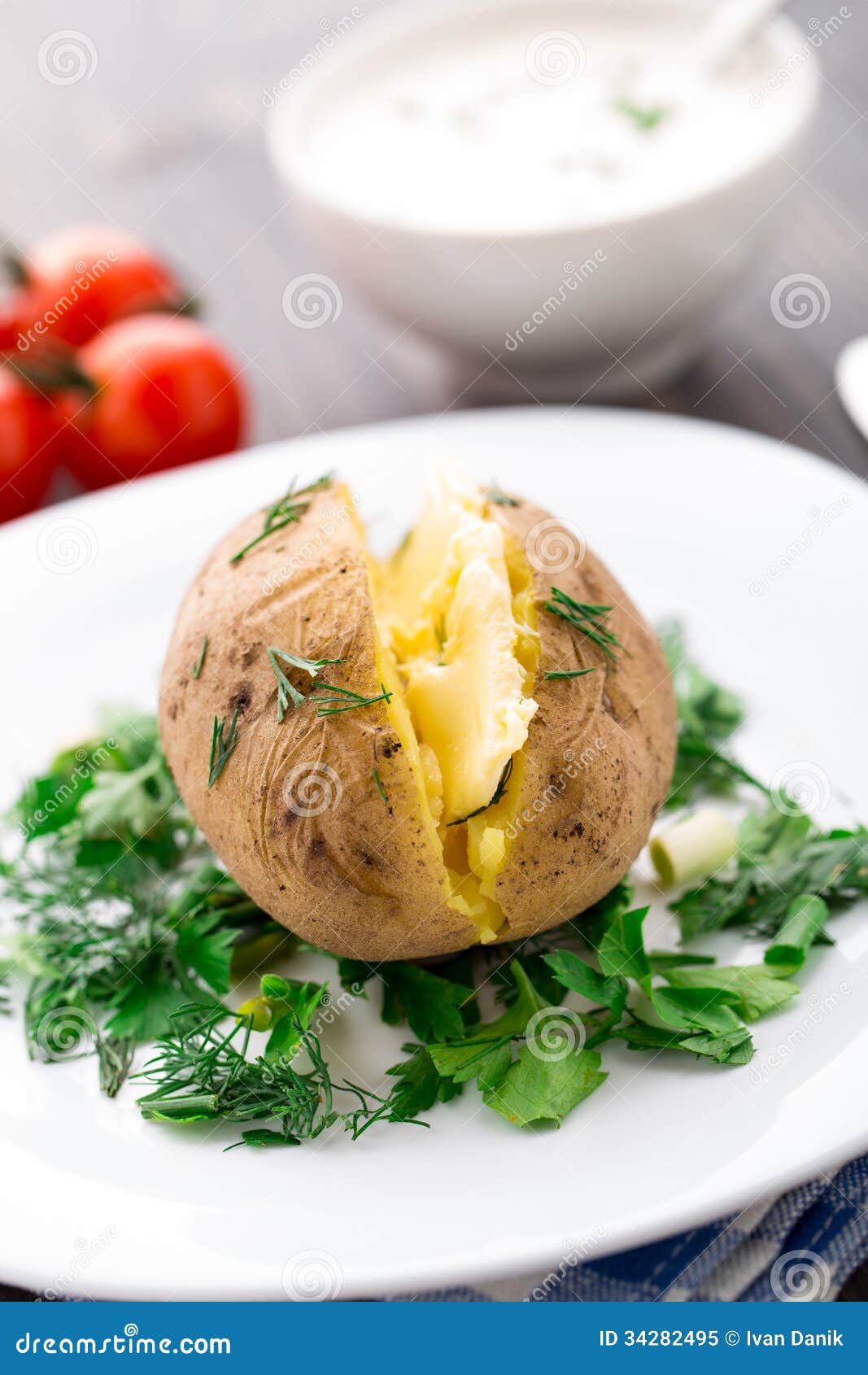 Baked potato with butter stock image. Image of nutrition - 34282495