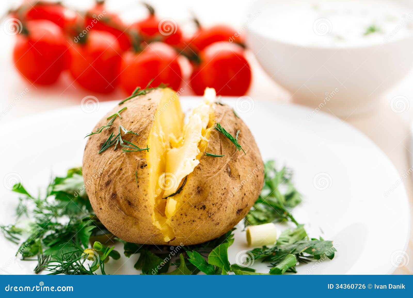Baked potato with butter stock photo. Image of vegetable - 34360726