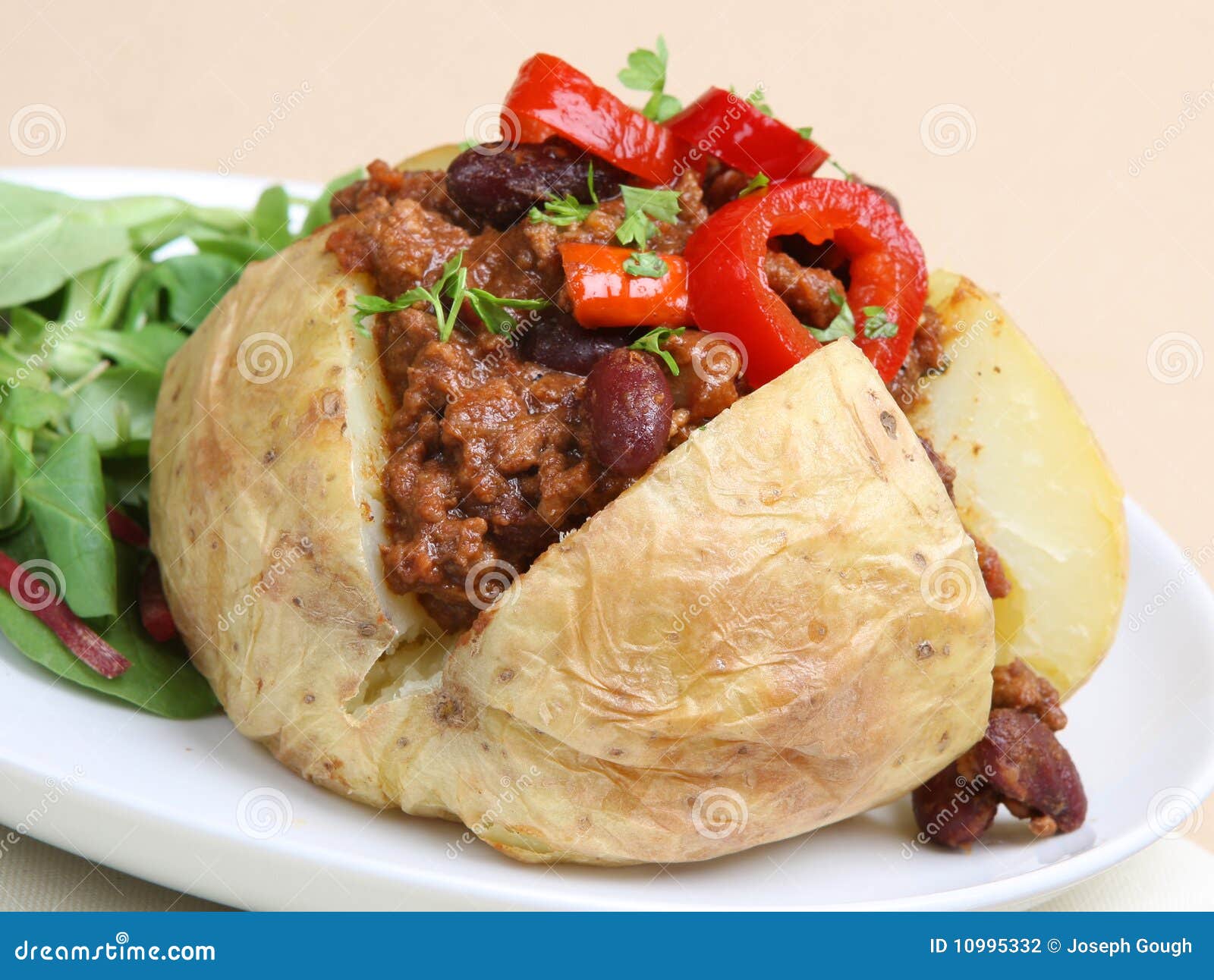Baked Potato with Chilli stock photo. Image of baked - 10995332