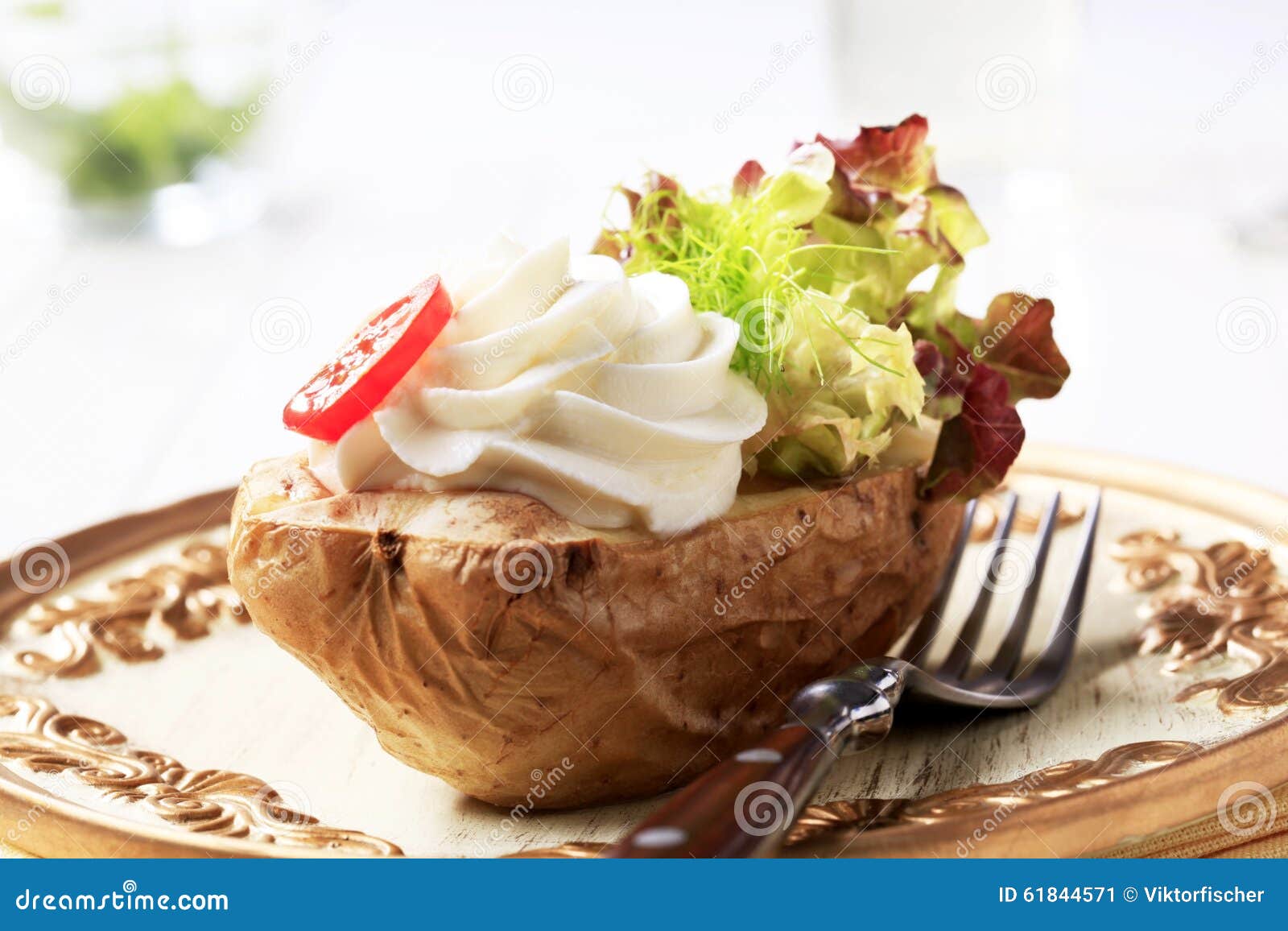 Baked Potato and Creamy Spread Stock Image - Image of potato, sour ...