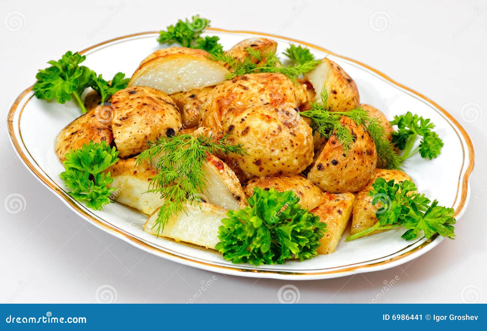 Baked potato on plate stock image. Image of grilled, roasted - 6986441