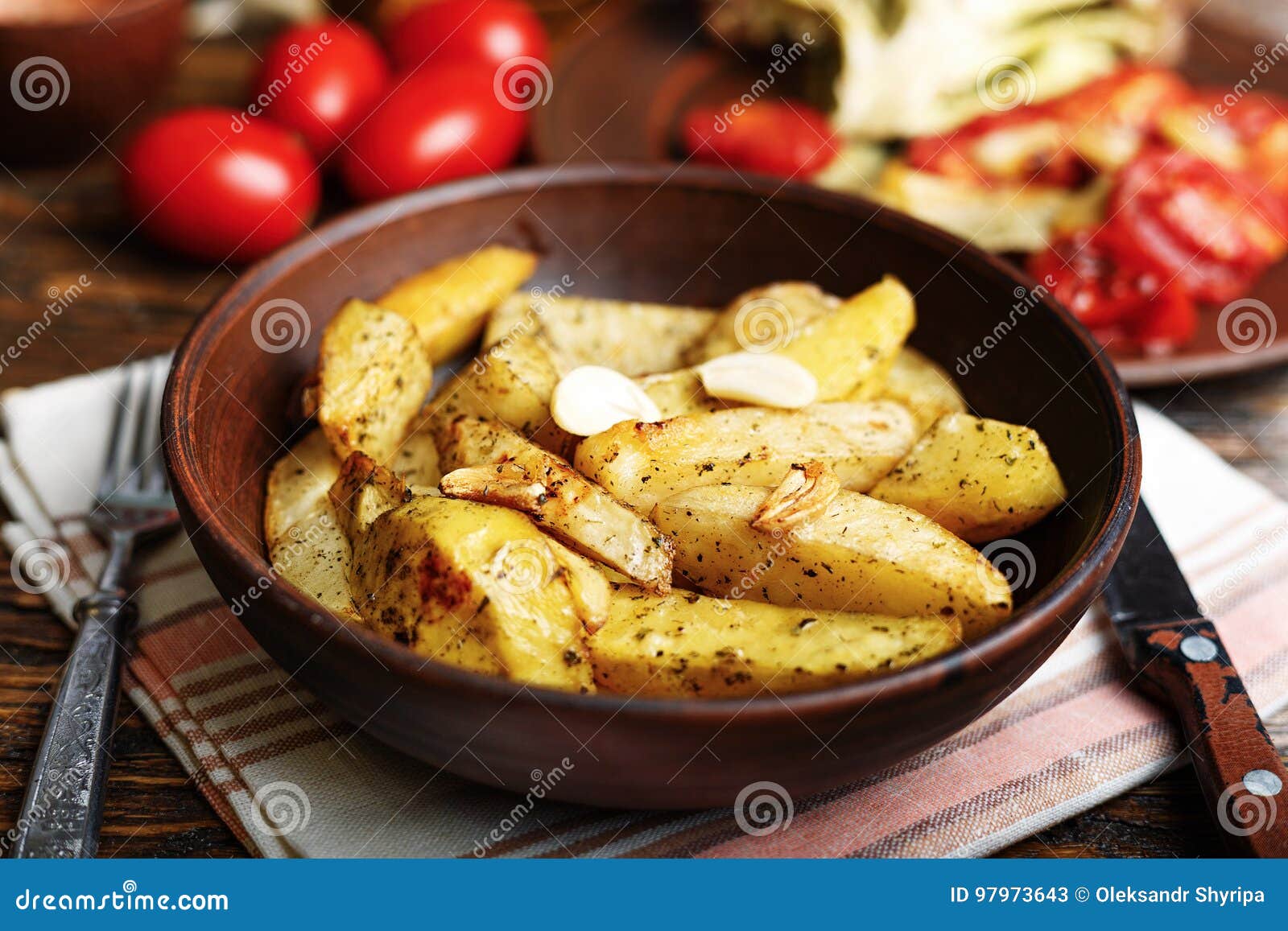 Baked potato on a plate stock image. Image of potato - 97973643
