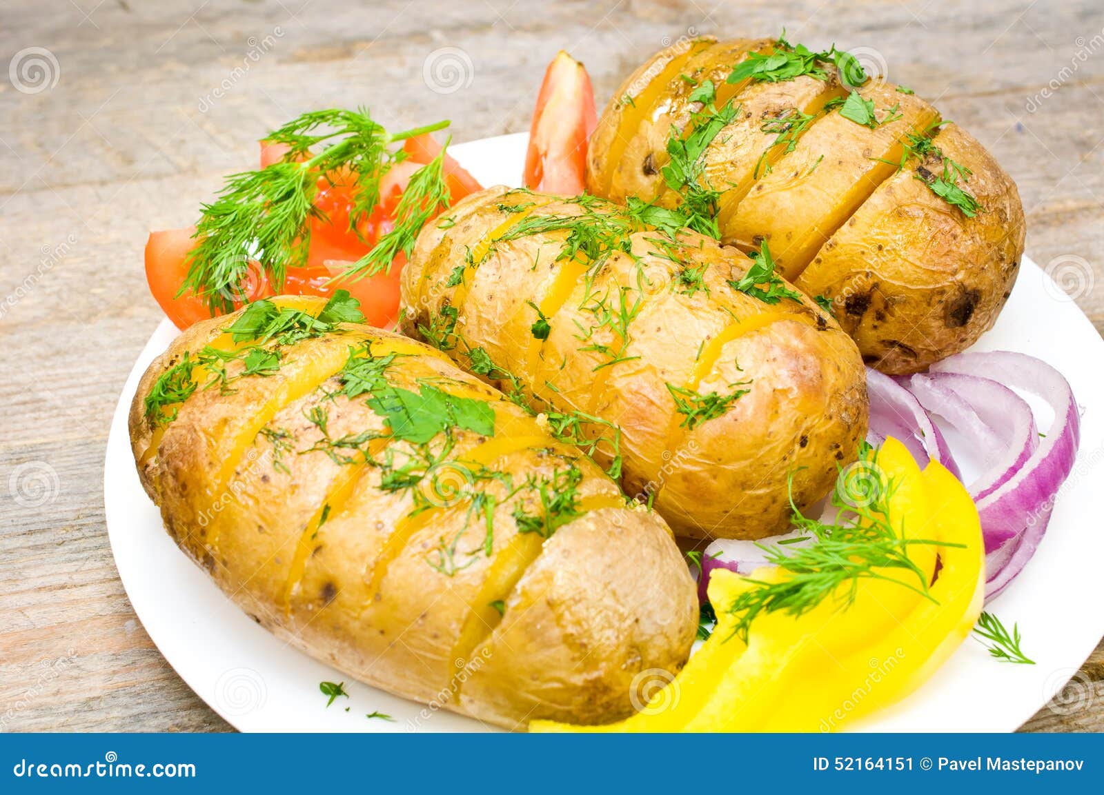 Baked potato on a plate stock image. Image of baked, dill - 52164151